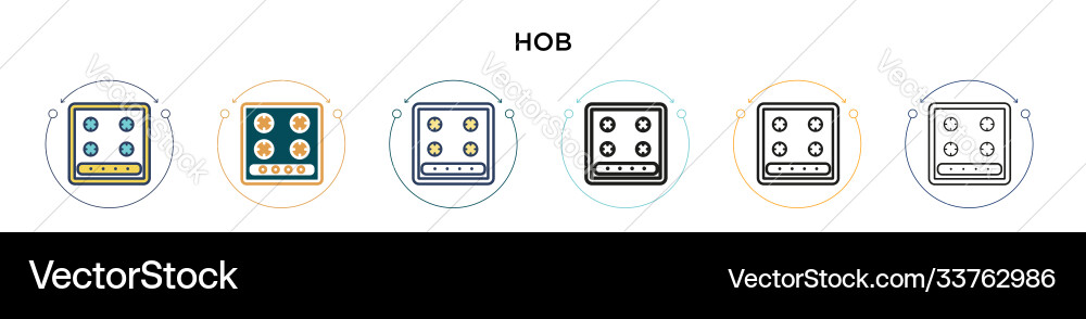 Hob icon in filled thin line outline and stroke Vector Image