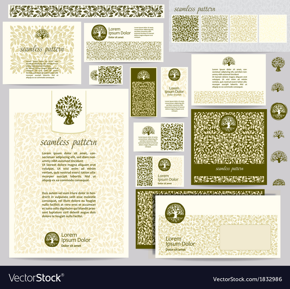 Identity template with leaf seamless pattern Vector Image