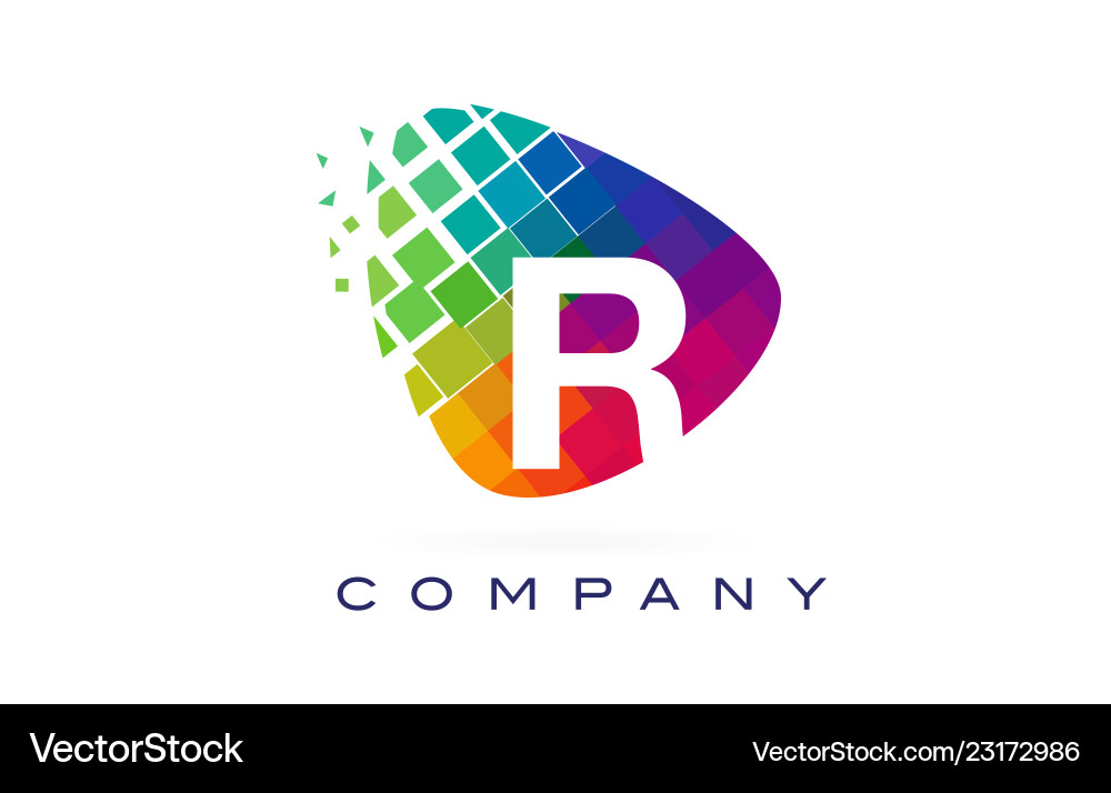 Letter r colourful rainbow logo design Royalty Free Vector
