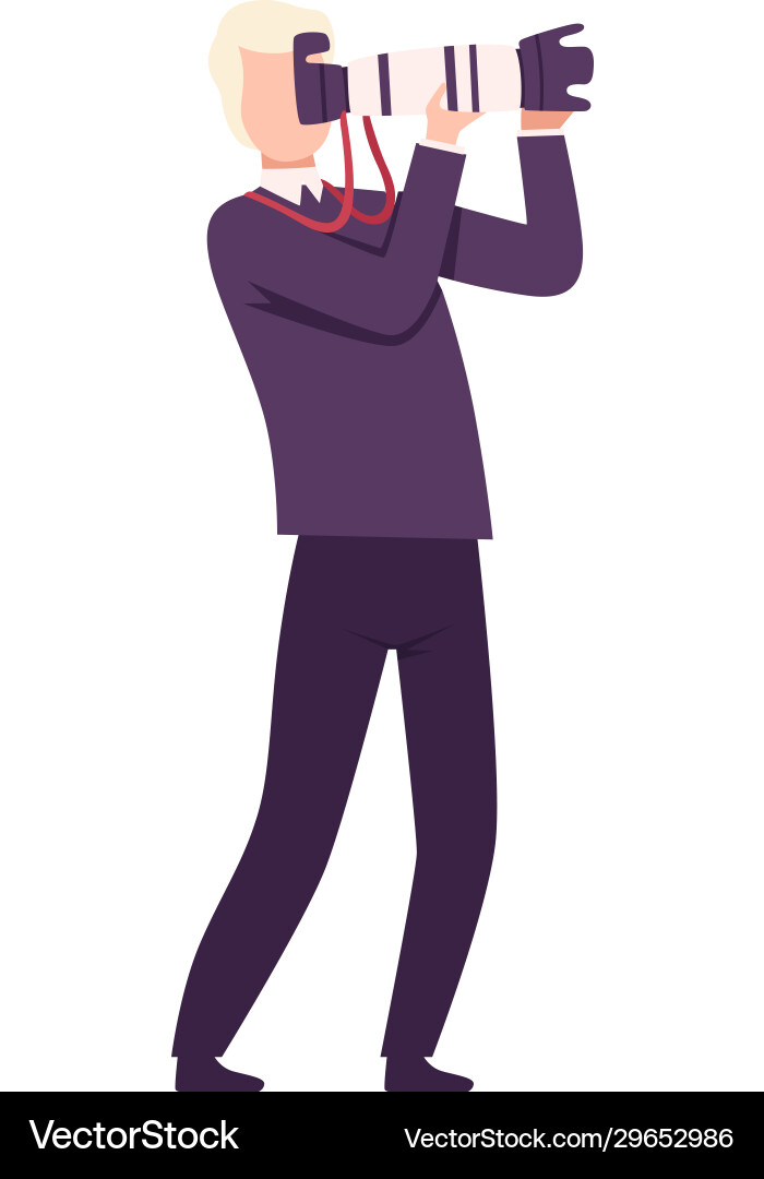 Male photographer character taking photo using Vector Image