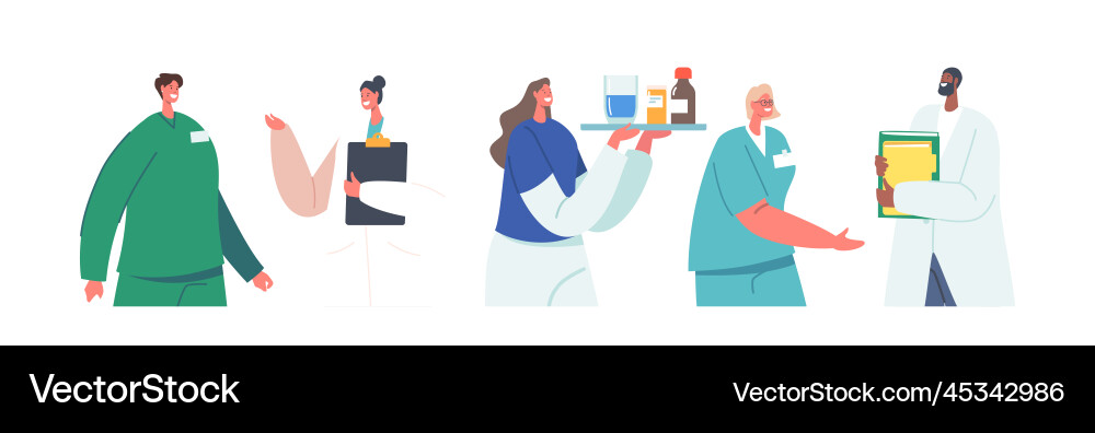 Medics characters physicians in uniform medicine Vector Image