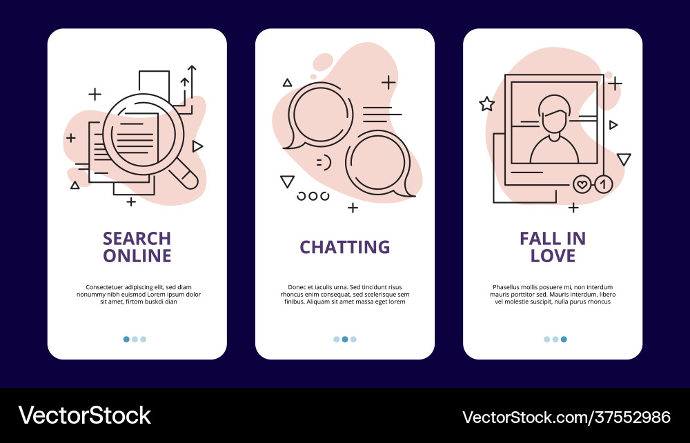 Online dating app template linear social media Vector Image
