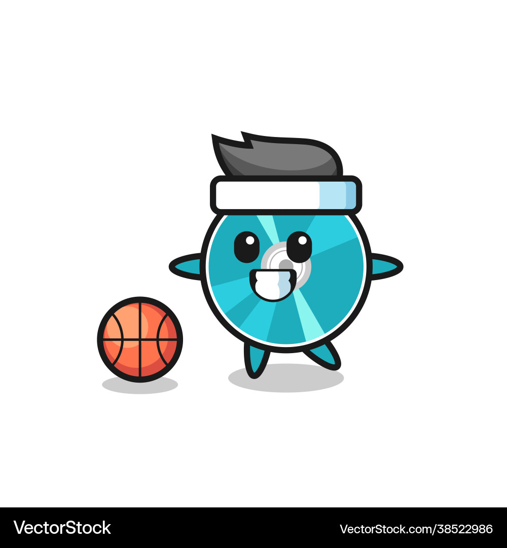 Optical disc cartoon is playing basketball Vector Image