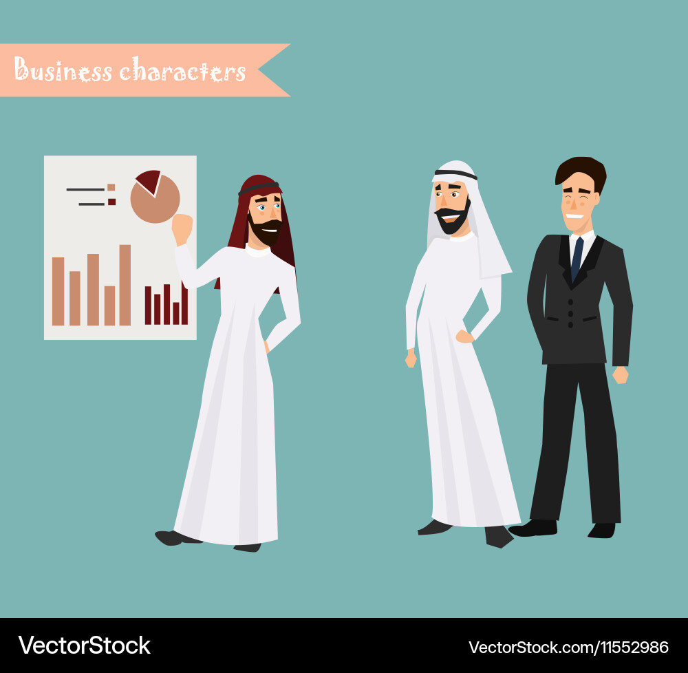 People character arab man business Royalty Free Vector Image