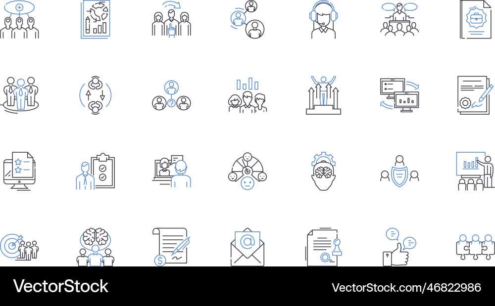 Sales strategy line icons collection tactics Vector Image