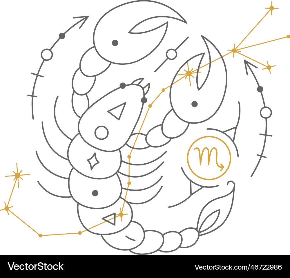 Scorpion astrological symbol with zodiac Vector Image