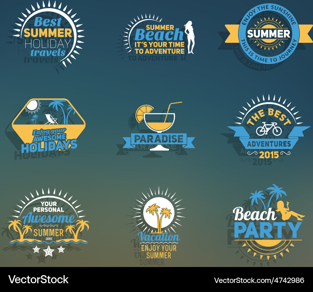 Set of summer retro design elements vintage Vector Image
