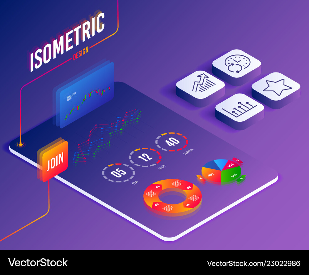Star update time and demand curve icons growth Vector Image