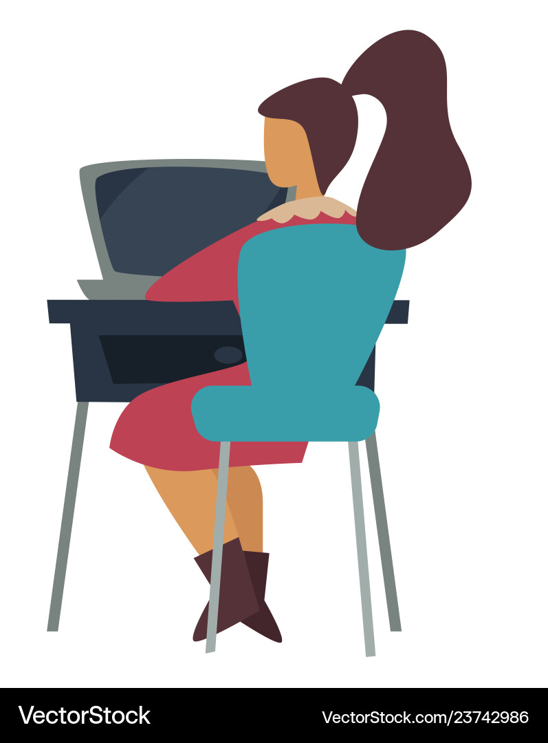 Woman at computer office worker and laptop Vector Image