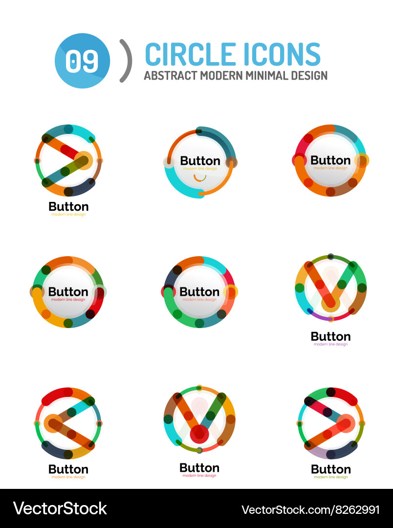 Collection of abstract circle logos Royalty Free Vector