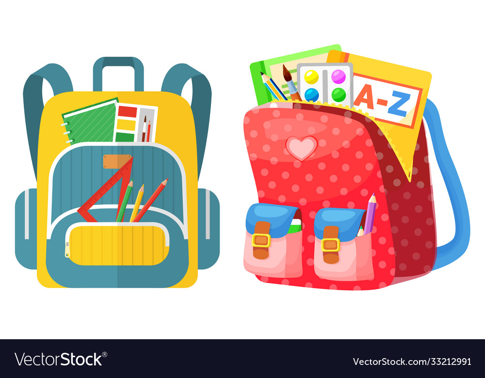 Colored school backpack back Royalty Free Vector Image