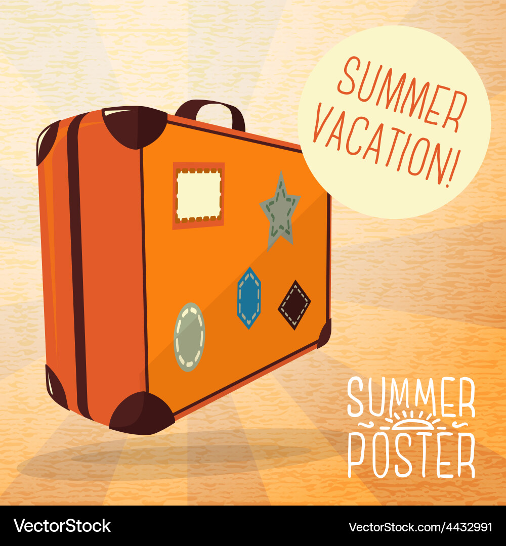 Cute summer poster - journey suitcase with labels Vector Image