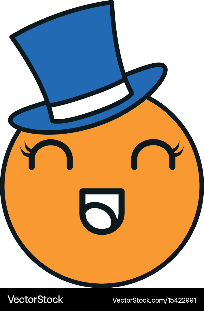 Emoticon with hat kawaii character icon Royalty Free Vector