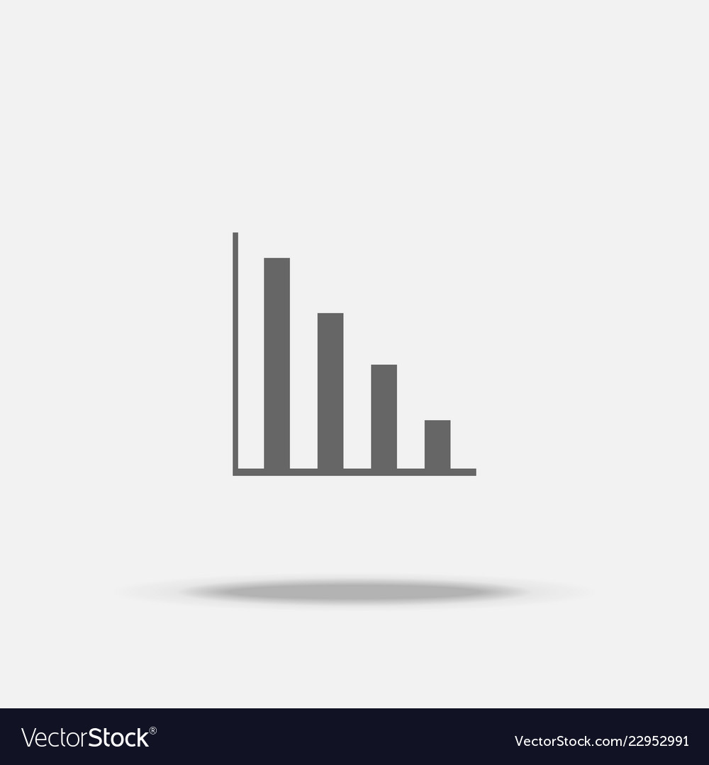 Fall down bar graph flat design icon with shadow Vector Image