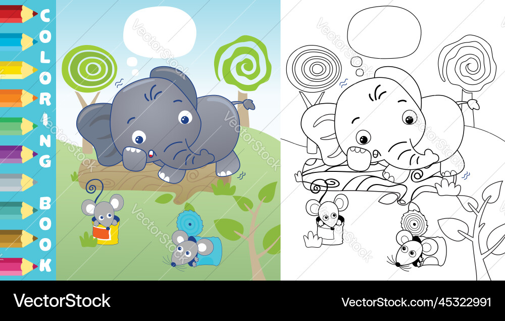 Funny elephant fear with mouse appearing from can Vector Image