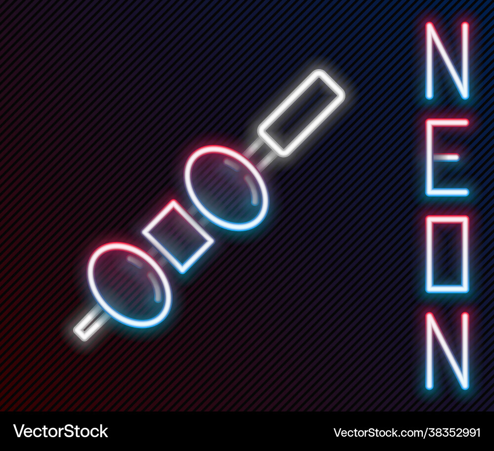Glowing neon line olive and cheese on chopstick Vector Image