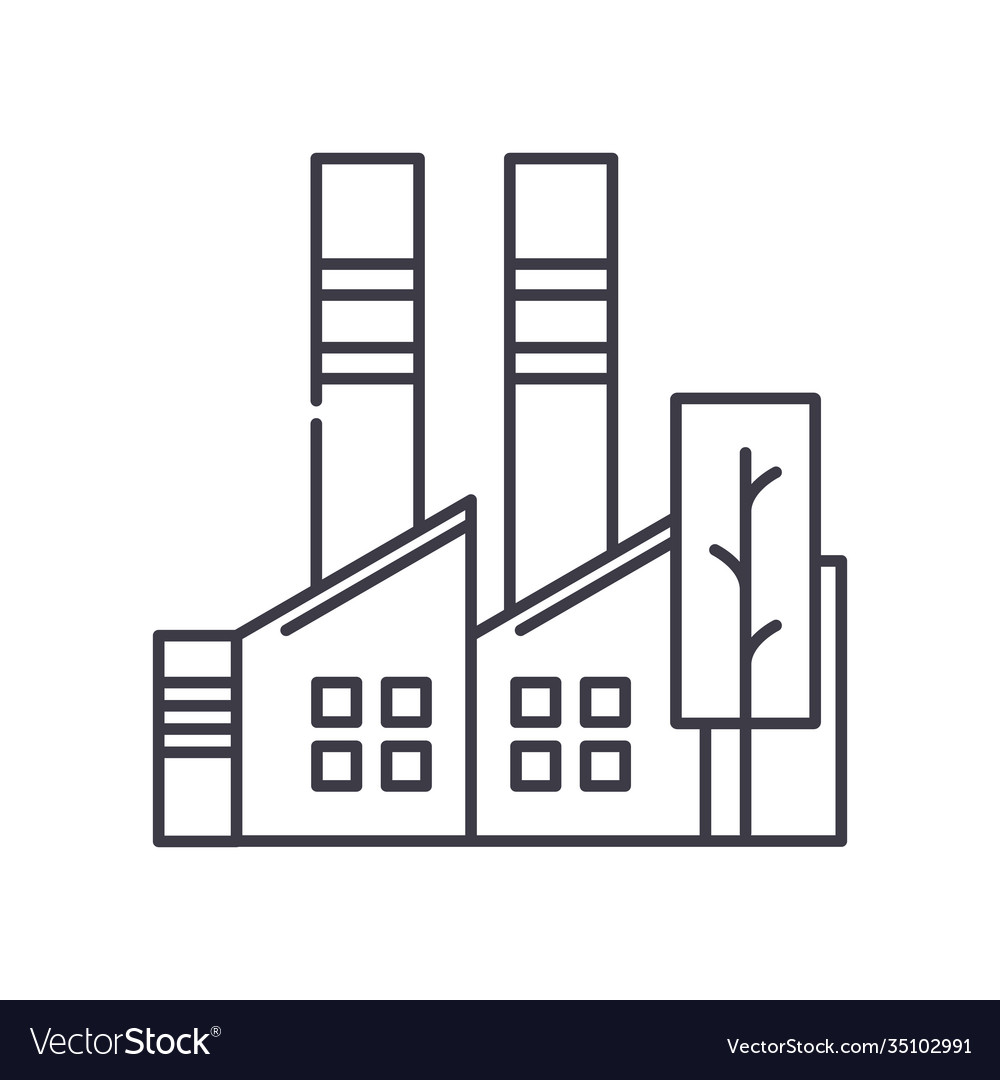 Green factory concept icon linear isolated Vector Image Green factory concept icon linear isolated Vector Image