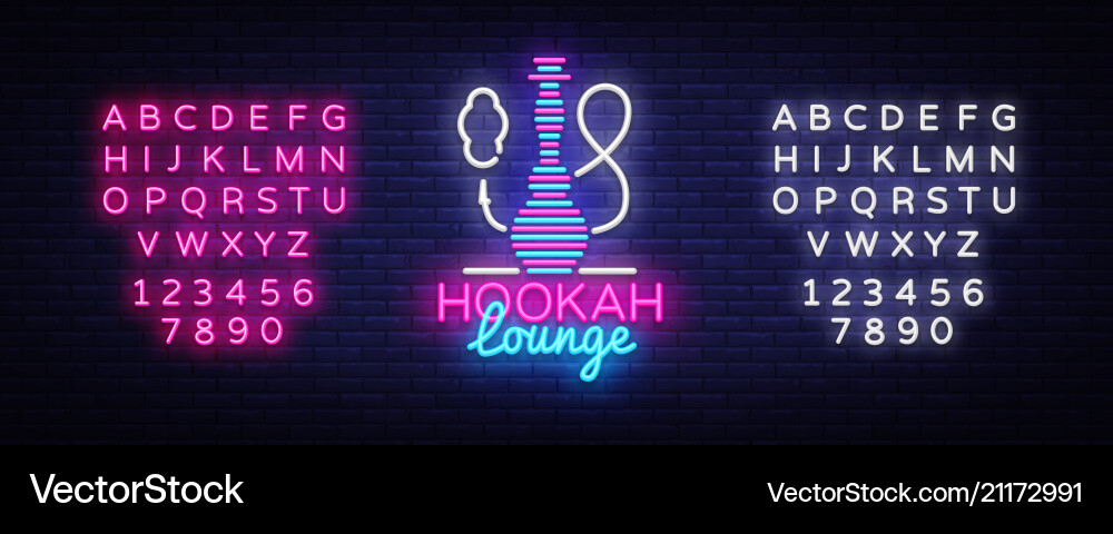 Hookah neon sign hookah lounge logo in Royalty Free Vector