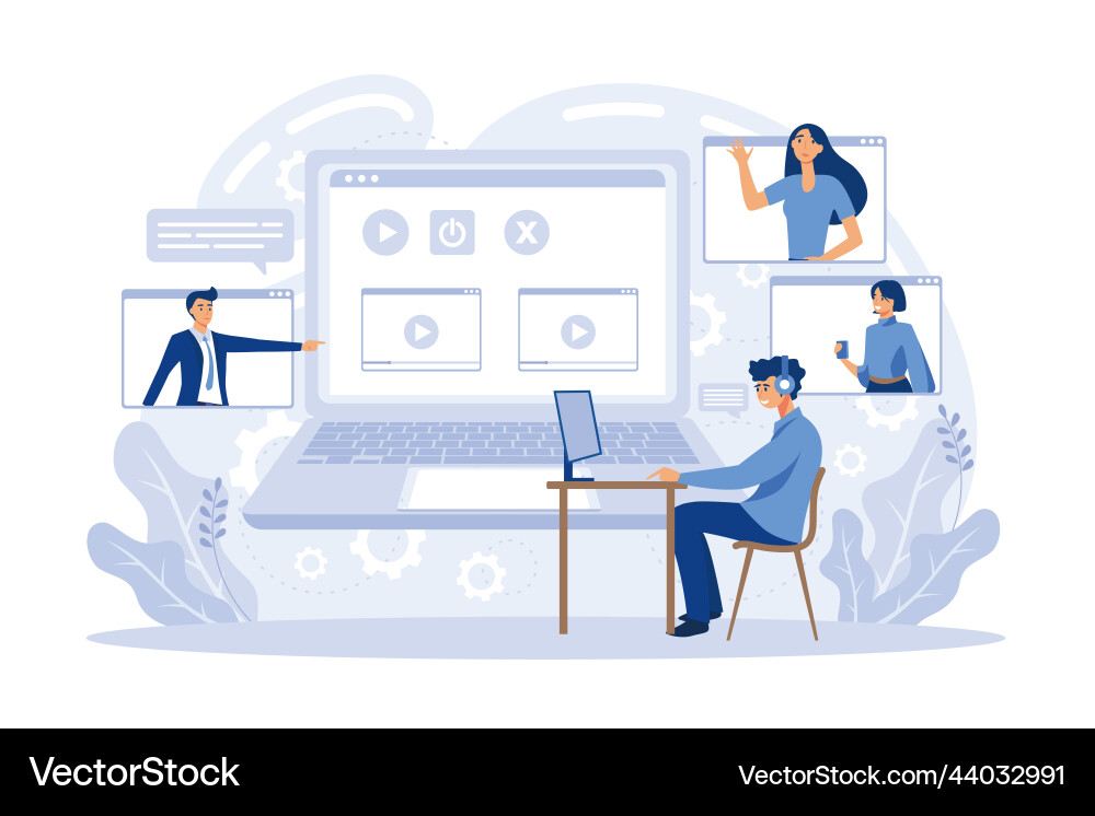 Online business meeting work from home software Vector Image