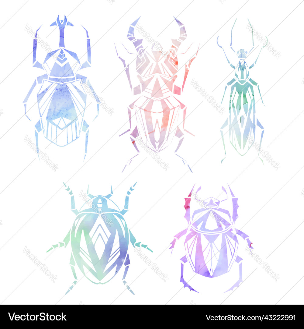 Set of geometric insects with poly Royalty Free Vector Image