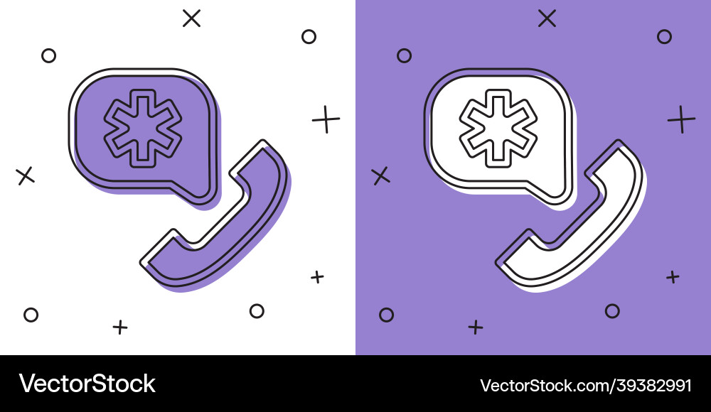 Set telephone with emergency call 911 icon Vector Image