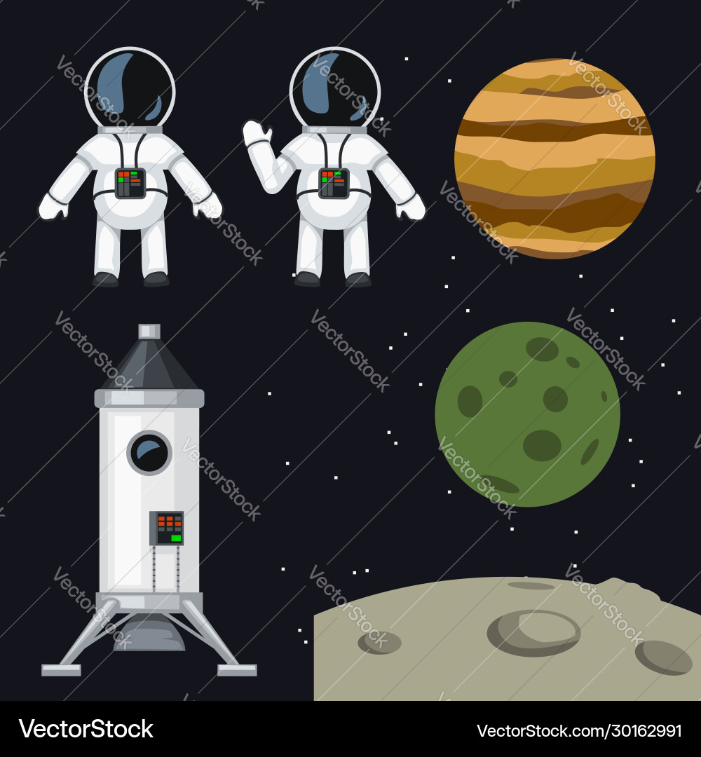 Space program set Royalty Free Vector Image - VectorStock