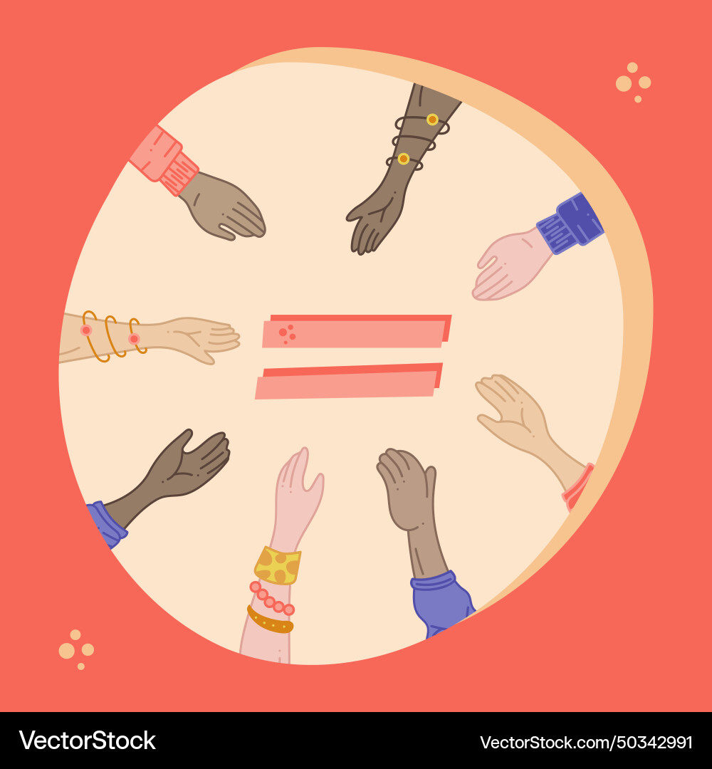 Square card with hands of people different Vector Image