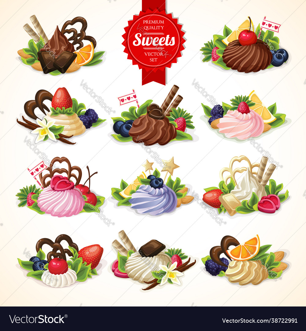 Sweets big set Royalty Free Vector Image - VectorStock