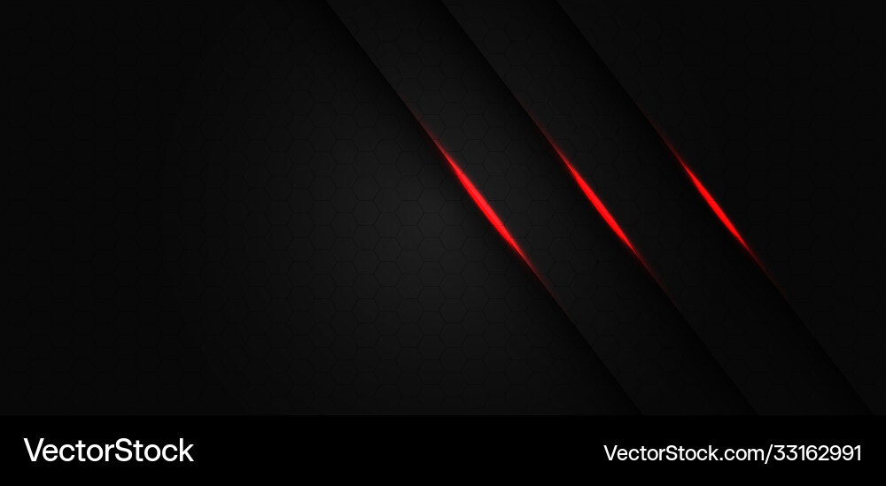 Triple red light line slash on dark grey hexagon Vector Image