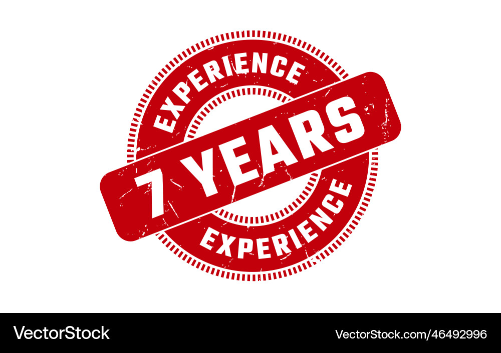 7 years experience rubber stamp Royalty Free Vector Image