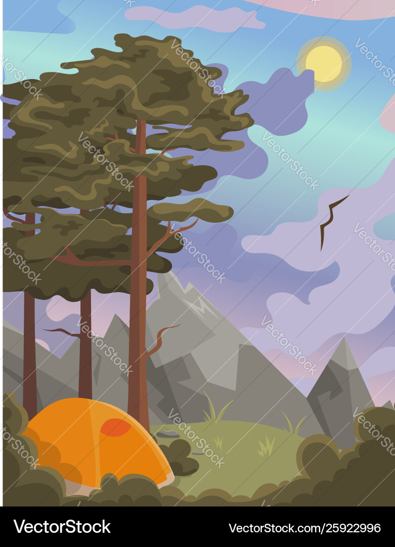 A poster with natural landscape pines Royalty Free Vector