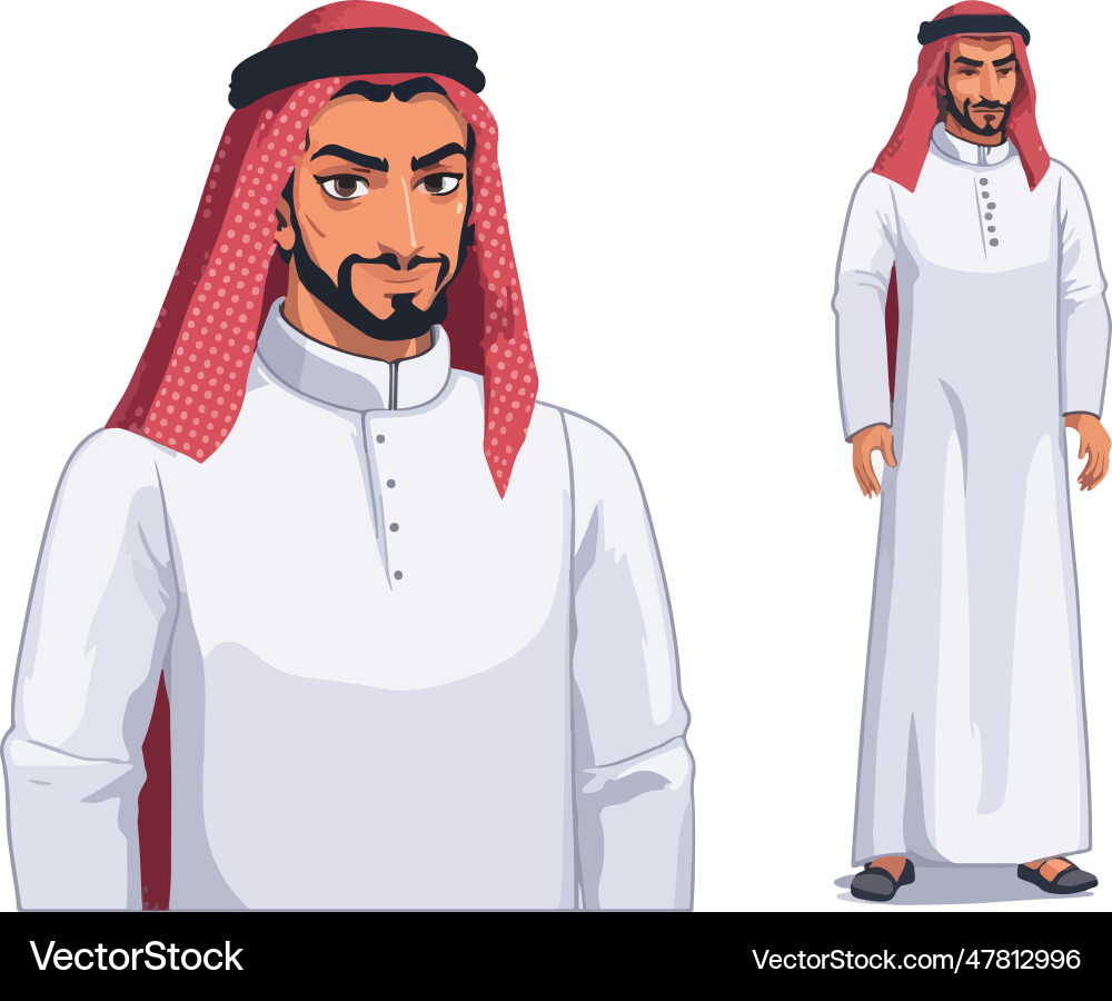 Arab muslim man character isolated on white Vector Image