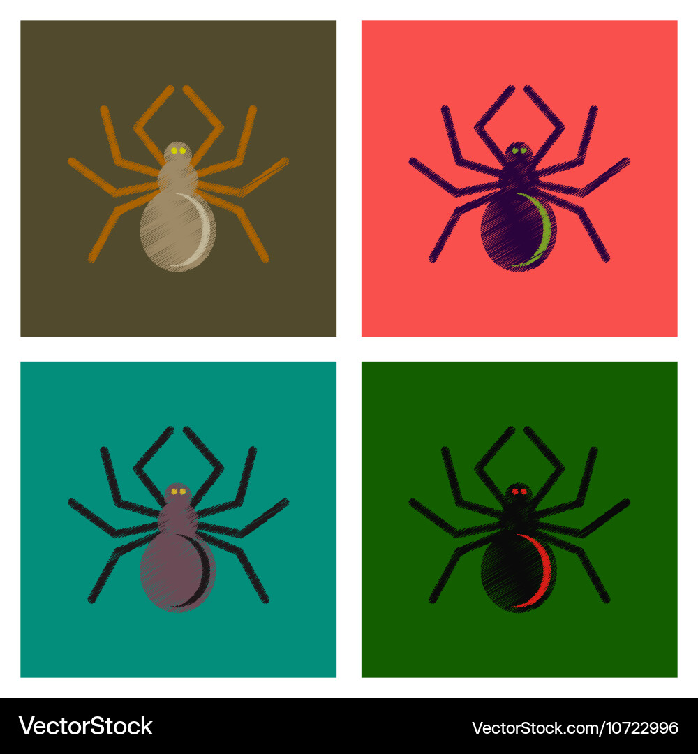 Assembly flat shading style icons halloween spider