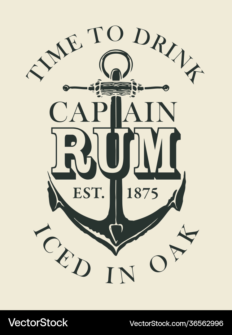 Banner or label for rum decorated with anchor Vector Image