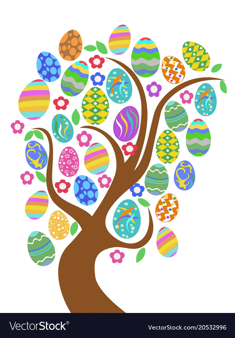 Colorful easter eggs tree Royalty Free Vector Image