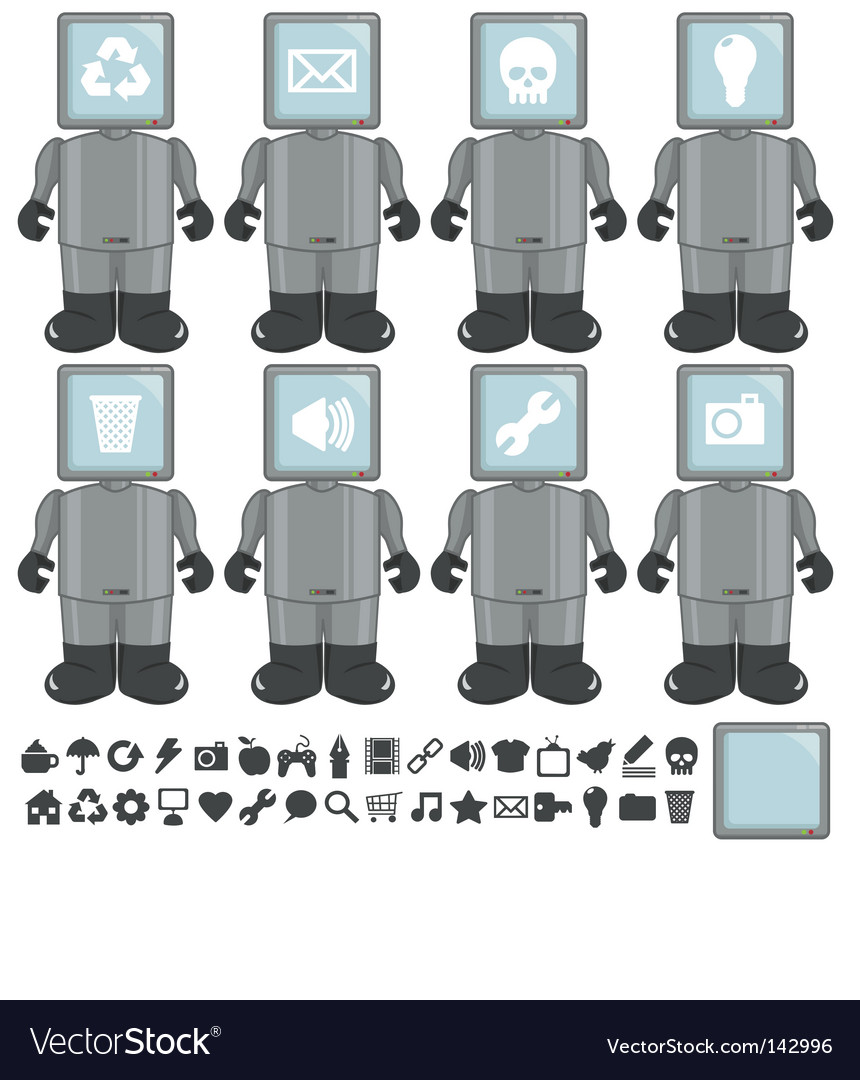 Computer heads Royalty Free Vector Image - VectorStock