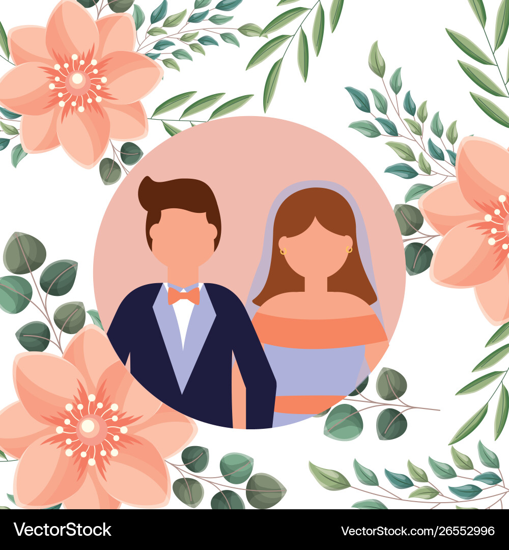 Couple bride and groom avatar design Royalty Free Vector