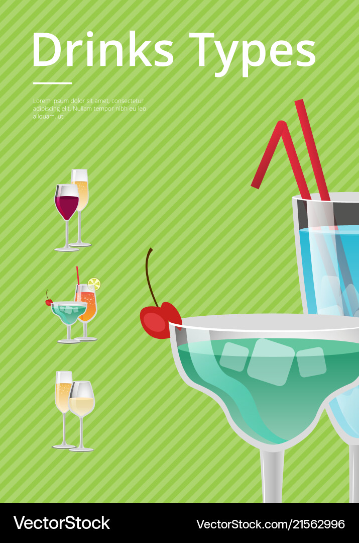Drinks type advert poster with blue cocktail glass