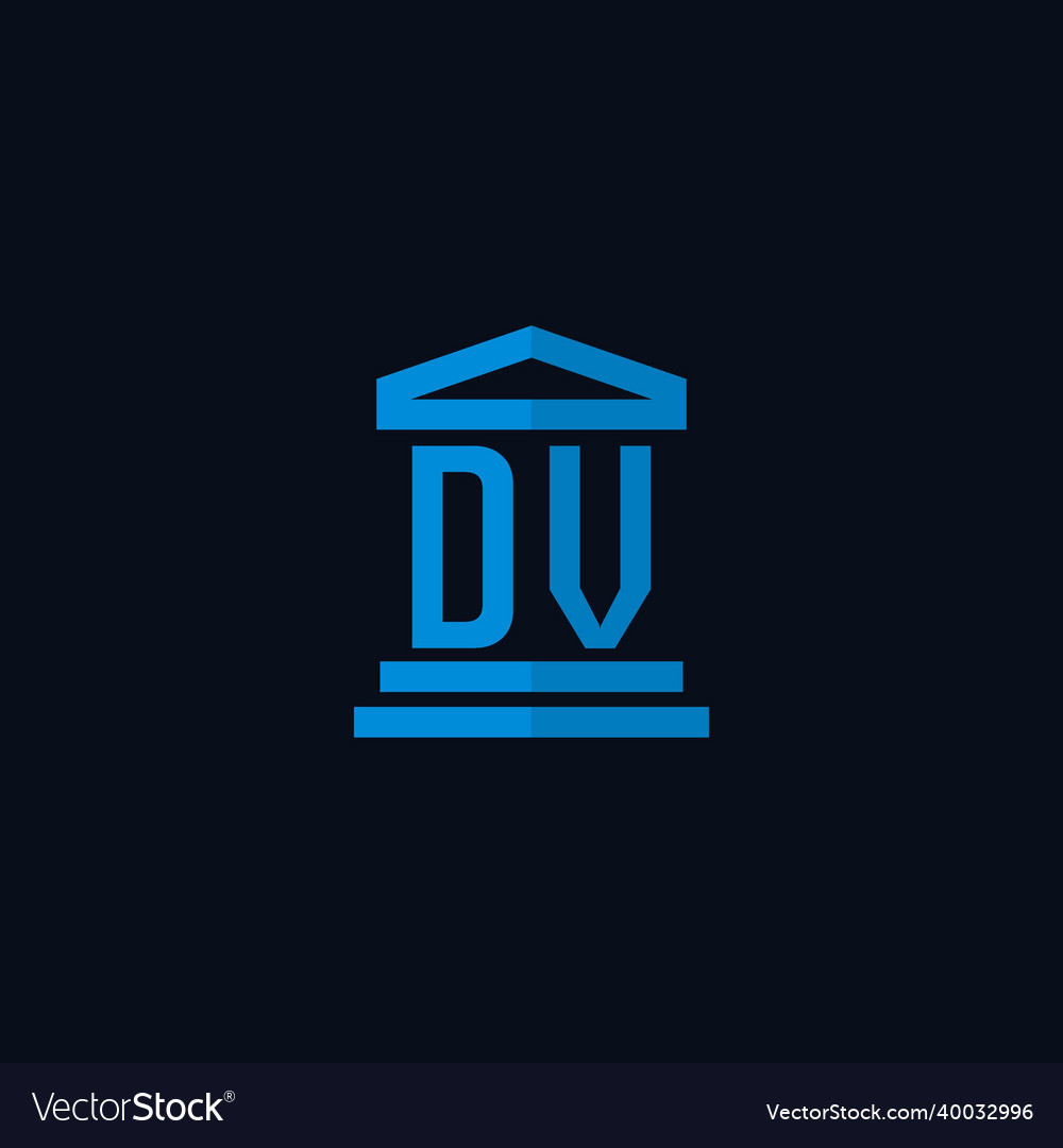 Dv initial logo monogram with simple courthouse Vector Image