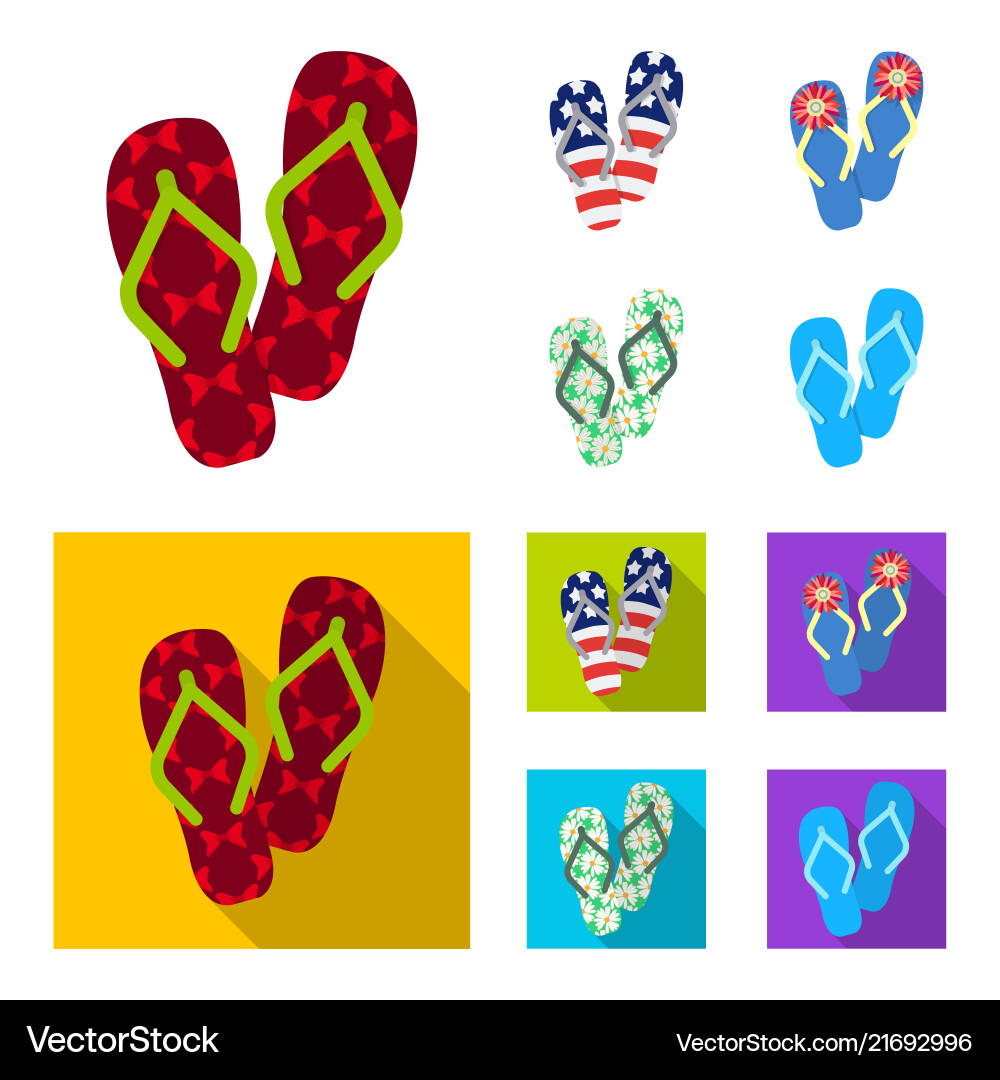 Flip-flops cartoonflat icons in set collection Vector Image