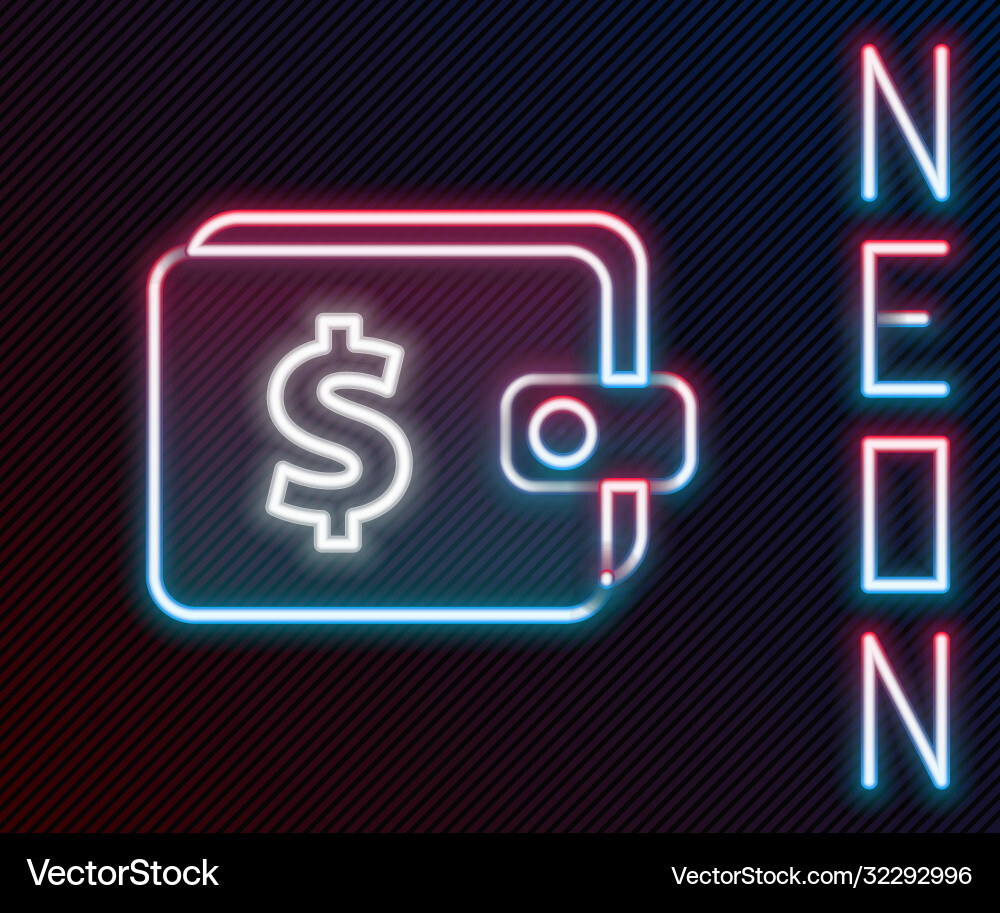 Glowing neon line wallet with dollar symbol icon Vector Image
