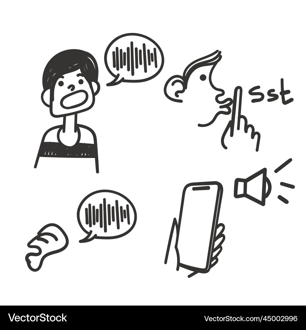 Hand drawn doodle simple set of voice related Vector Image