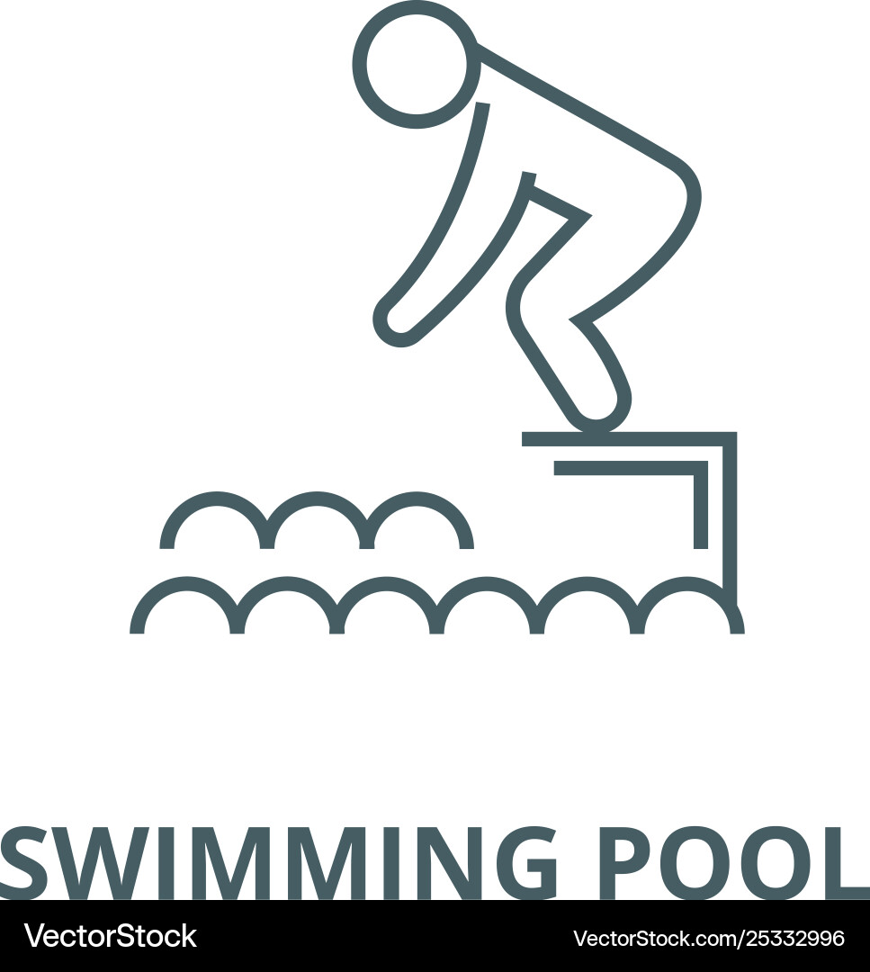 Jump in water swimming pool line icon Royalty Free Vector