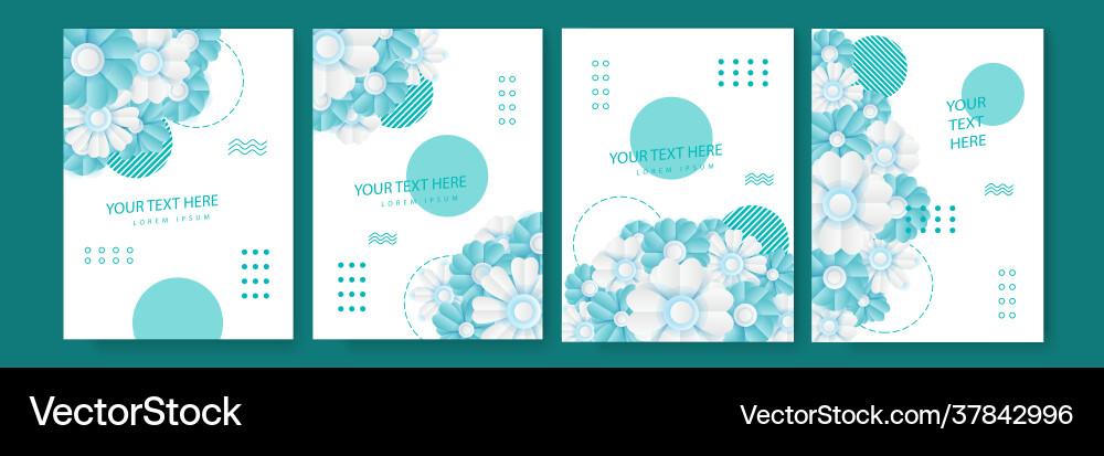 Minimalist flower card template set with paper Vector Image