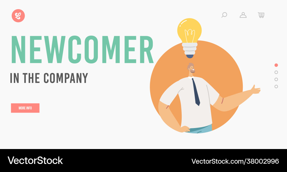 Newcomer in company landing page template Vector Image