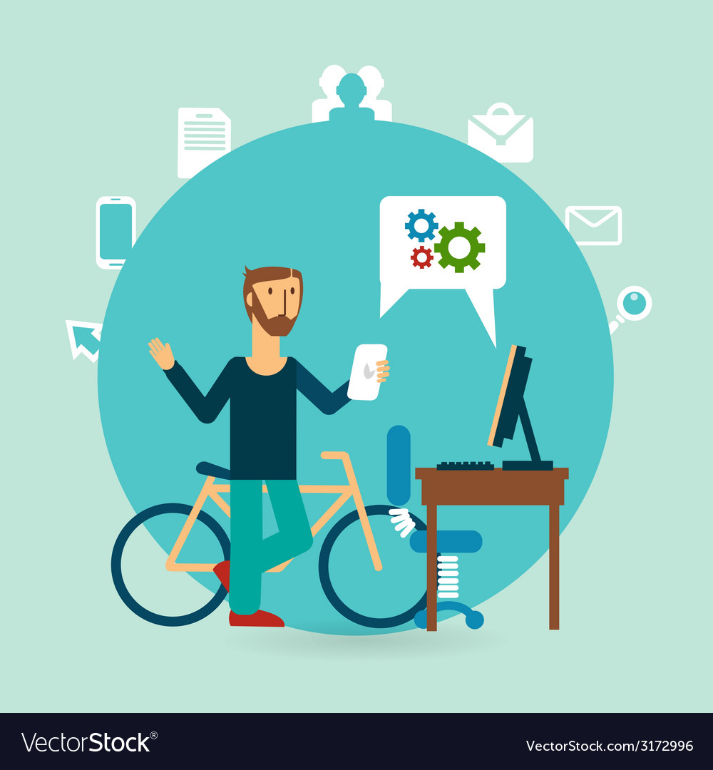 Office worker thinking about work Royalty Free Vector Image