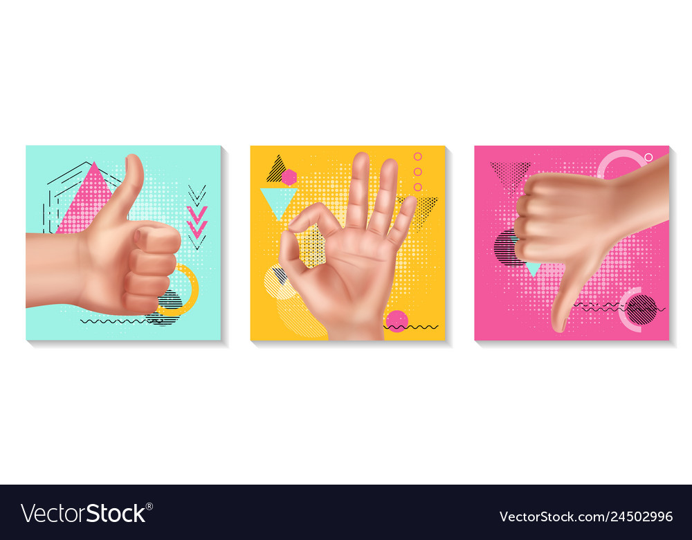 Realistic hand gestures collection Royalty Free Vector Image Realistic hand gestures collection Royalty Free Vector Image