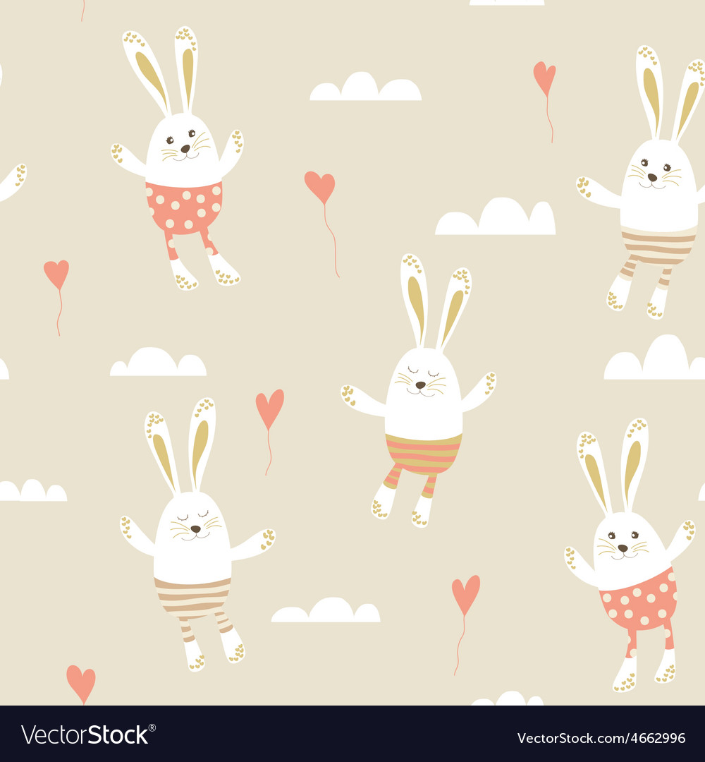 Seamless pattern with rabbits Royalty Free Vector Image