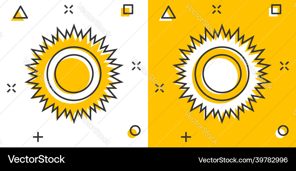 Sun icon in comic style sunlight cartoon sign Vector Image