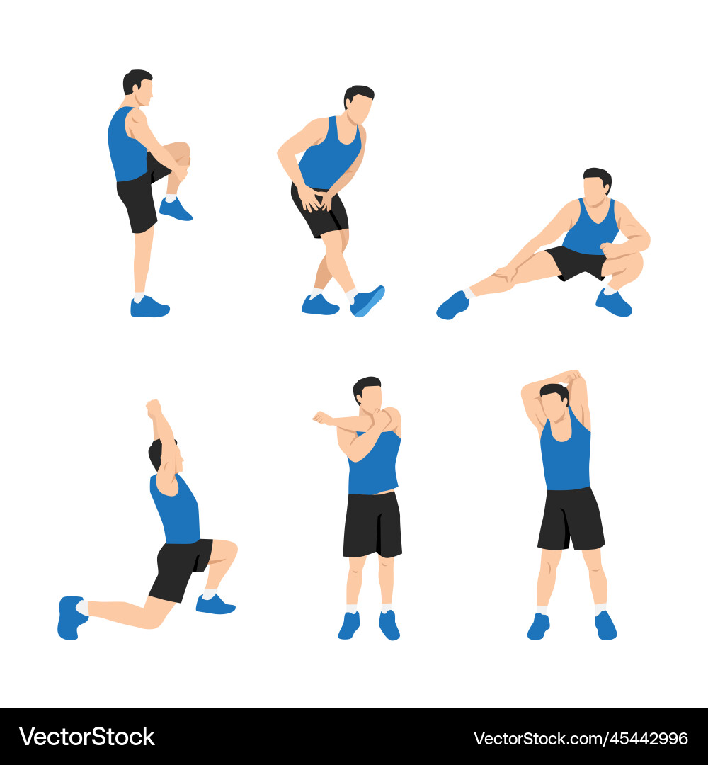 Workout man set man doing fitness exercises Vector Image